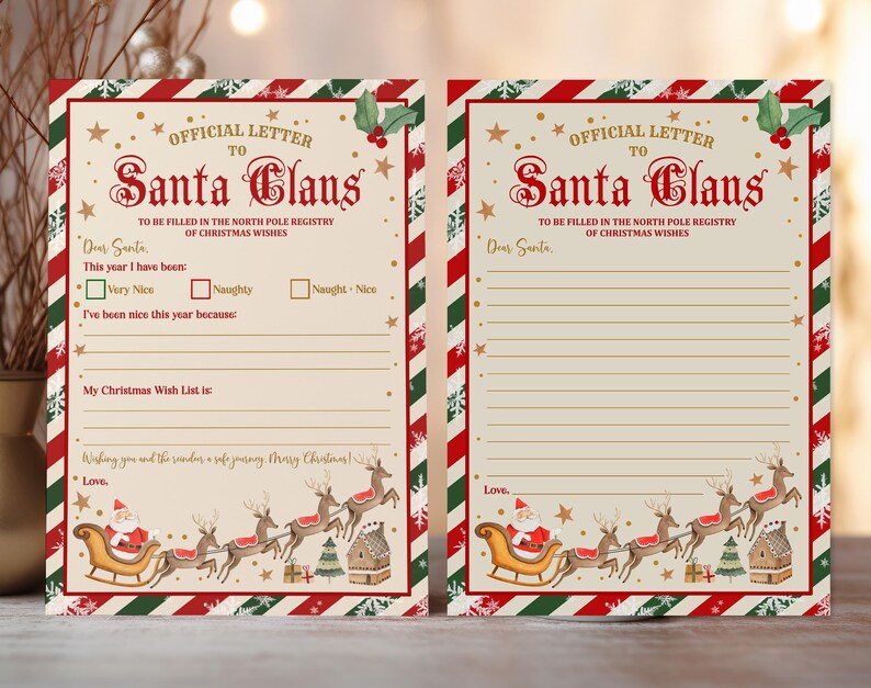 Letter to Santa: Editable Christmas Wish List (printable Template) Lts4 ...