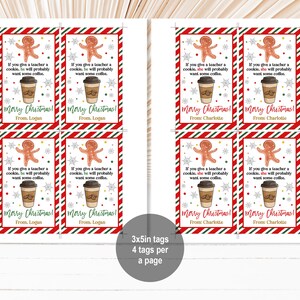 Printable Christmas Gift Tags: Coffee & Cookie Theme (editable PDF ...
