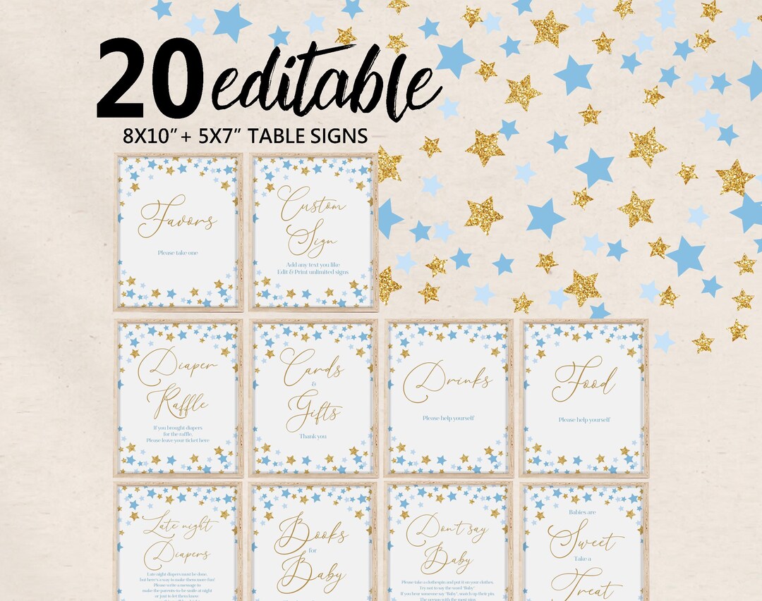 Twinkle Twinkle Little Star Table Sign Bundle Baby Shower Table ...