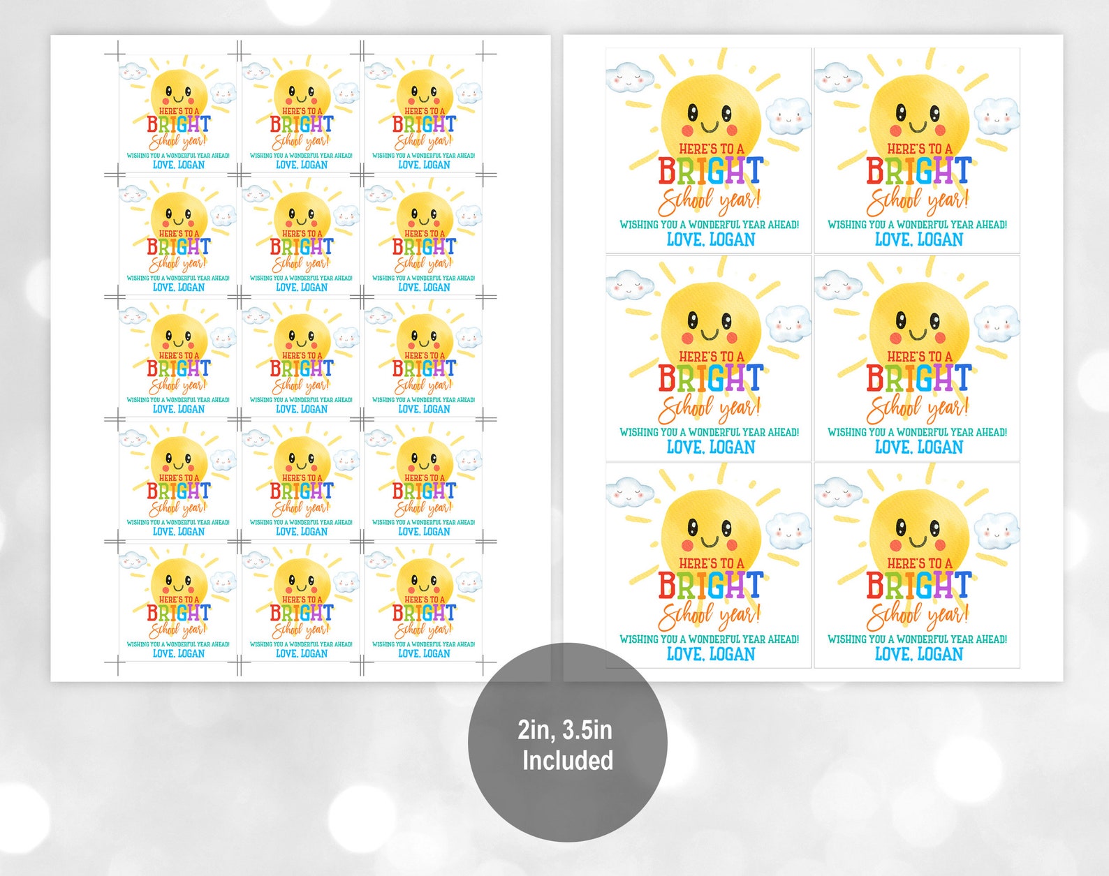 Sun Bright School Tag: Editable First Day Favor Label Bst10 - Etsy