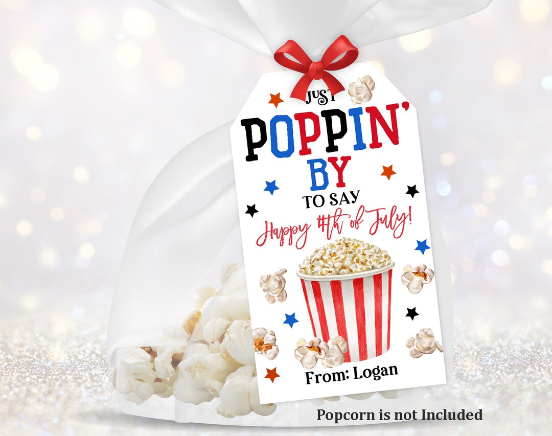 4th of July Popcorn Gift Tag Patriotic Fourth of July Tag - Etsy