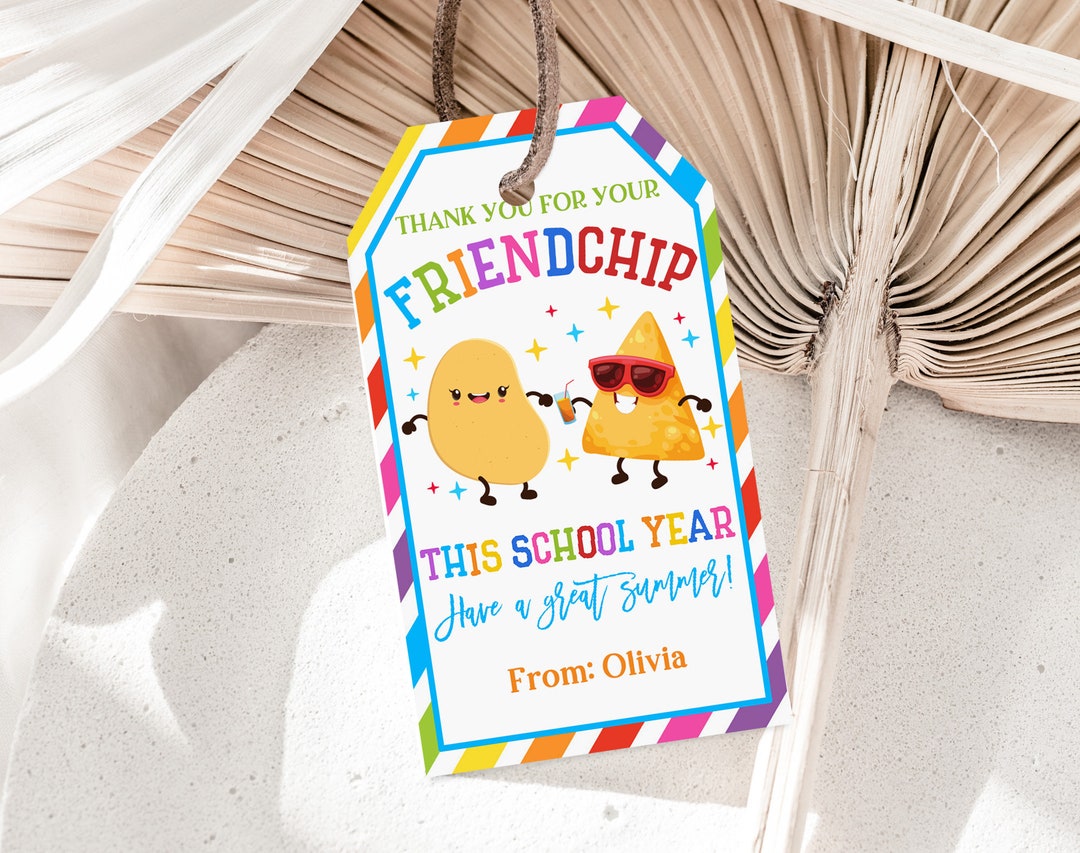 Friend Chip Bag Tags, School Year End (editable Printable Est33) - Etsy