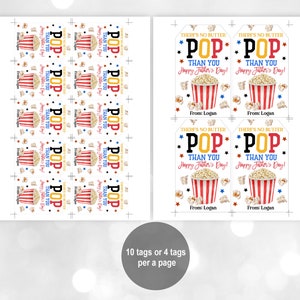 Father's Day Gift Tags Popcorn Favors Tag There's No Butter Pop Than ...