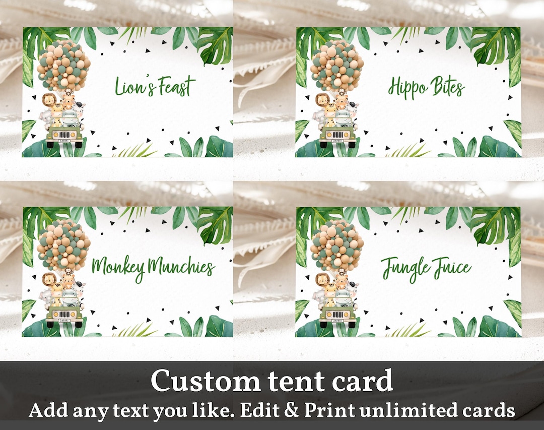 Safari Food Tent Cards: Editable Jungle Buffet Labels Bir297 Bab153 - Etsy
