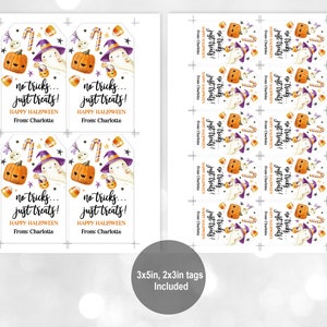 No Tricks Just Treats Halloween Gift Tag Halloween Treat Tag Cute Kids ...