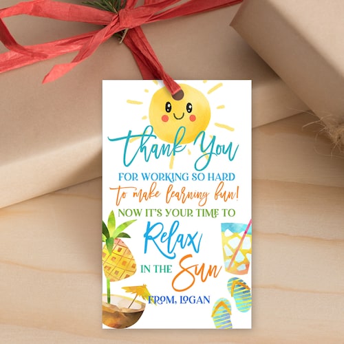 Summer Teacher Appreciation Gift Tag End of School Year Tag - Etsy