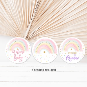 Pastel Rainbow Cupcake Toppers Rainbow Party Sticker Rainbow Baby ...