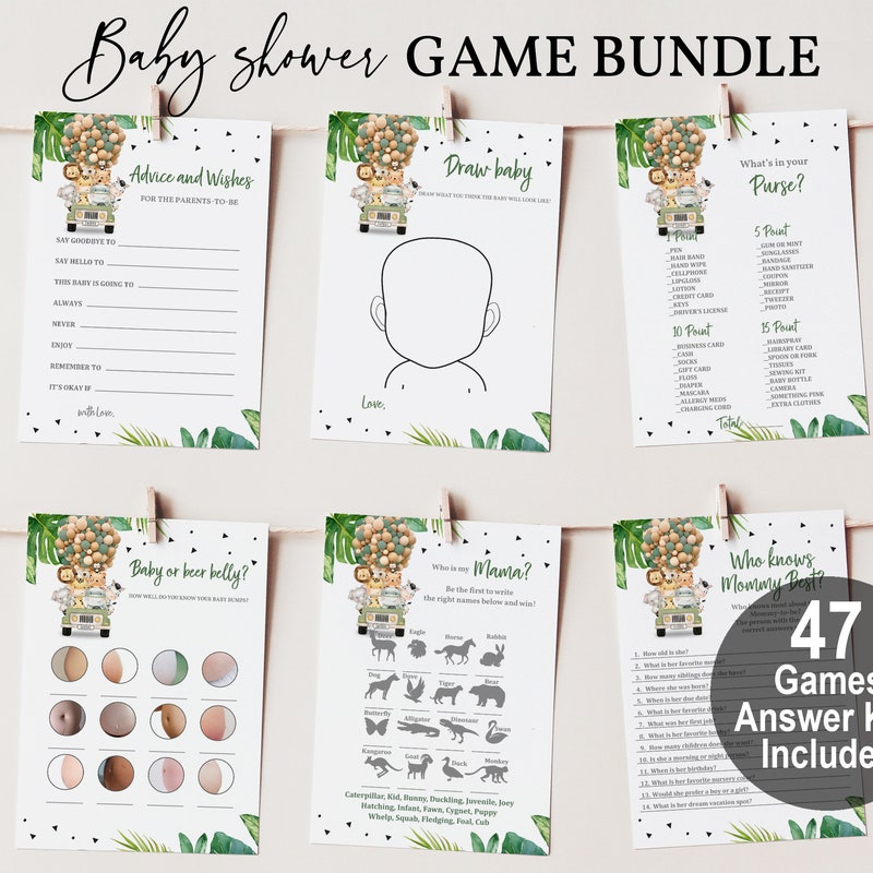 Safari Baby Shower Games - Etsy