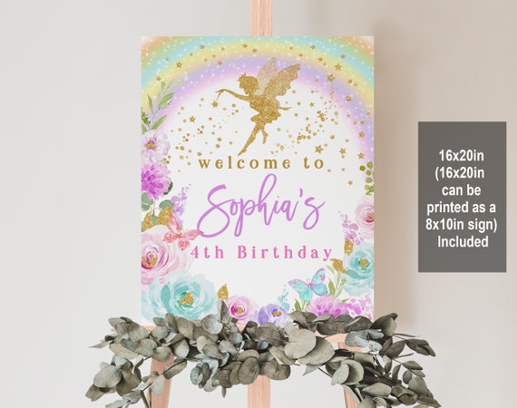 Fairy Birthday Party Welcome Sign Fairy Princess Welcome - Etsy