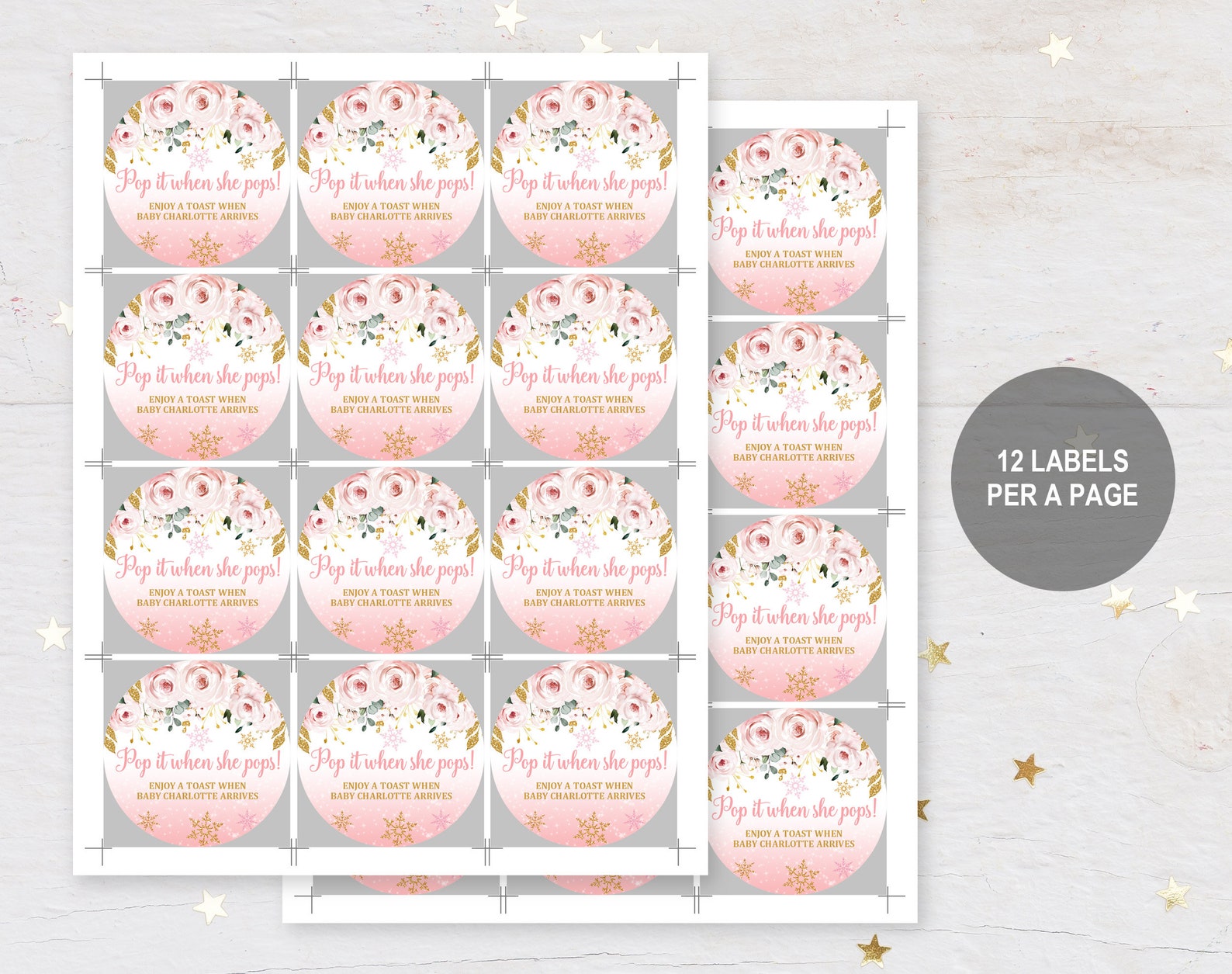 Winter Pop It Tag Floral Snowflake Pop It When She Pops Tag - Etsy