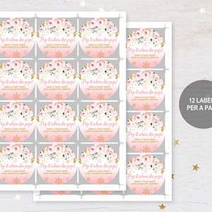 Winter Pop It Tag Floral Snowflake Pop It When She Pops Tag Baby Shower ...