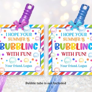 End of School Bubble Tags Summer Vacation Bubble Favor Tag - Etsy