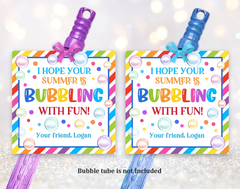 End of School Bubble Tags Summer Vacation Bubble Favor Tag - Etsy