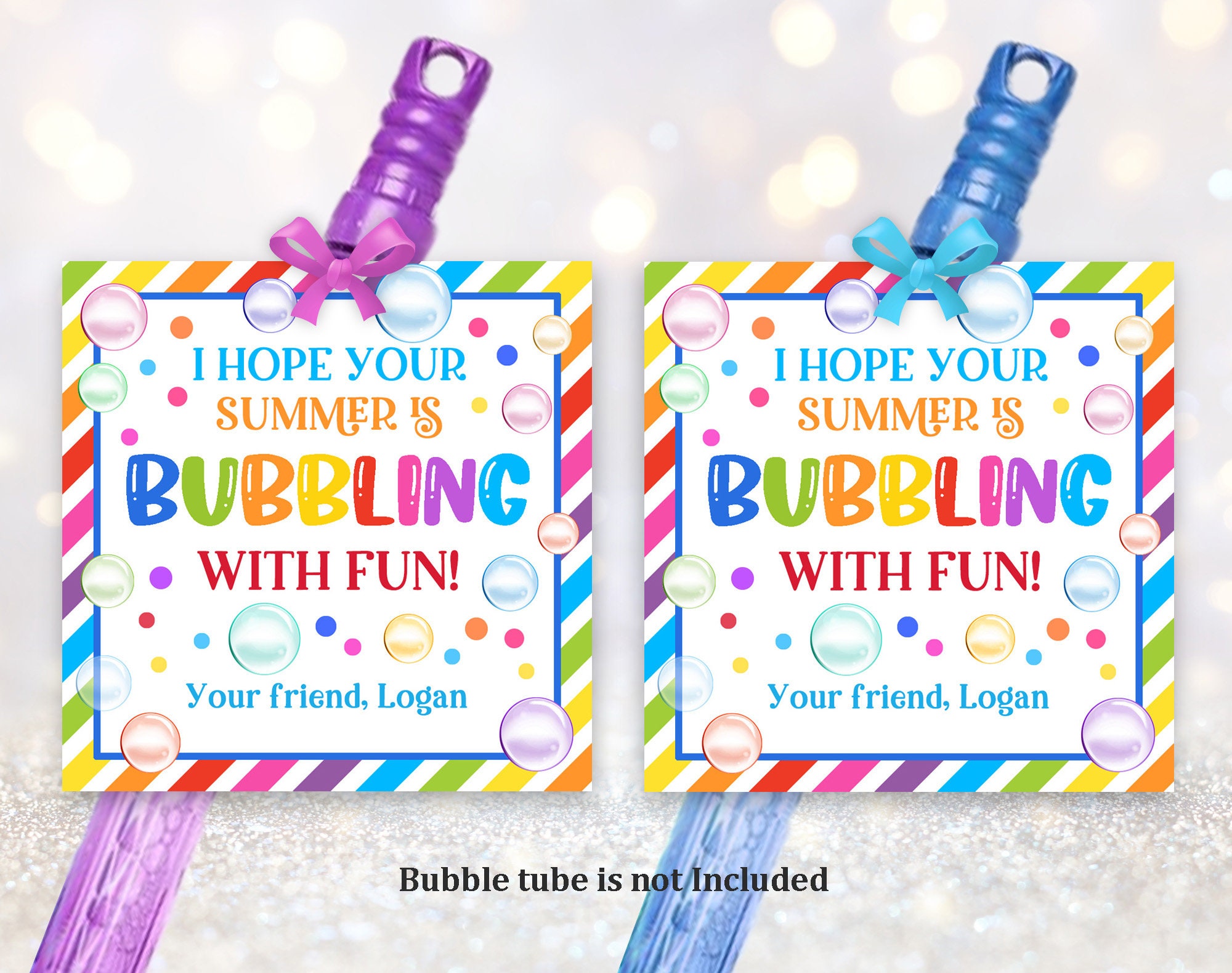 End of School Bubble Tags Summer Vacation Bubble Favor Tag - Etsy