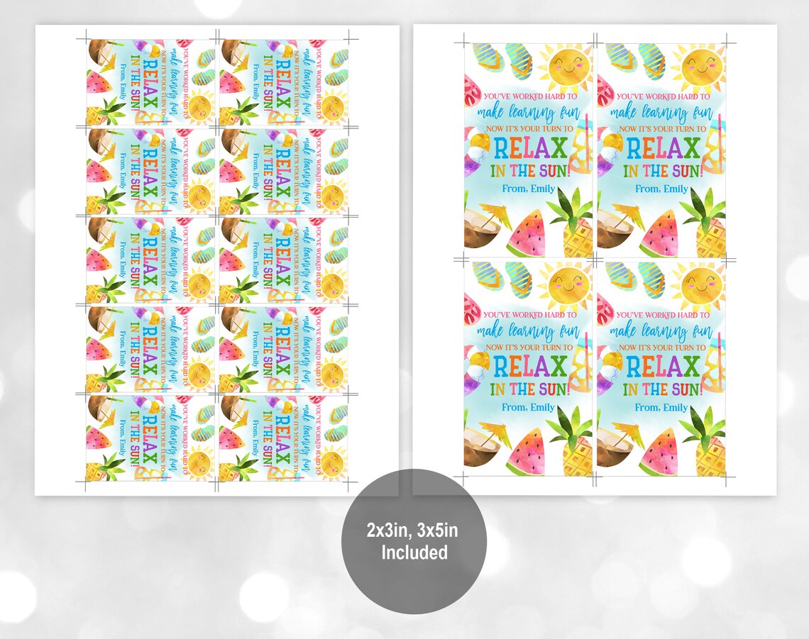 Summer Teacher Appreciation Gift Tag End of School Year Tag - Etsy