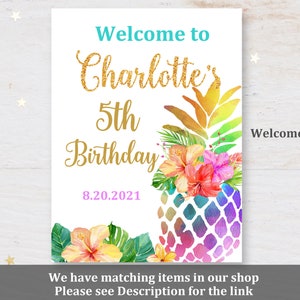 Pineapple Table Number 5x7in, 4x6in Download Tropical Birthday Baby ...