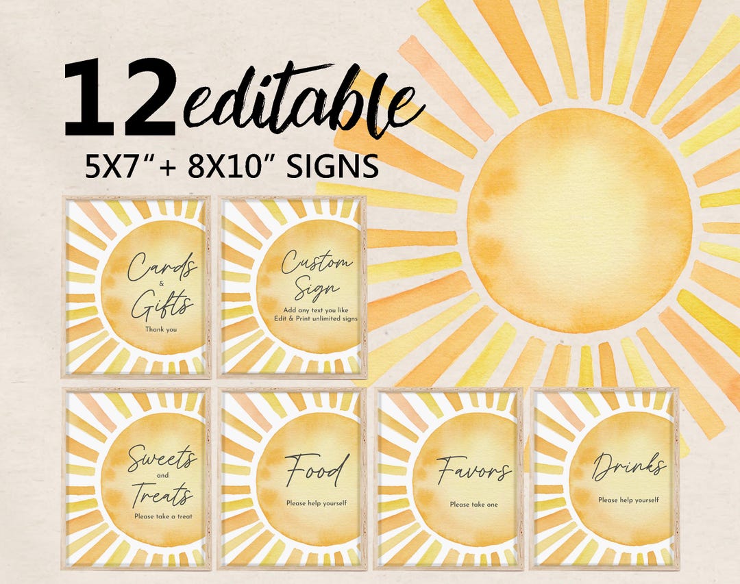 Boho Sun Birthday Table Sign Set Sunshine Party Sign Bundle 1st Trip ...