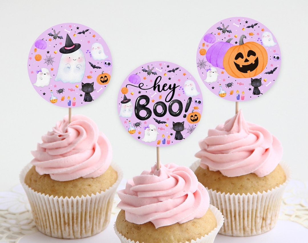 Halloween Cupcake Toppers, Purple Ghost (printable Party Tags Hab4) - Etsy