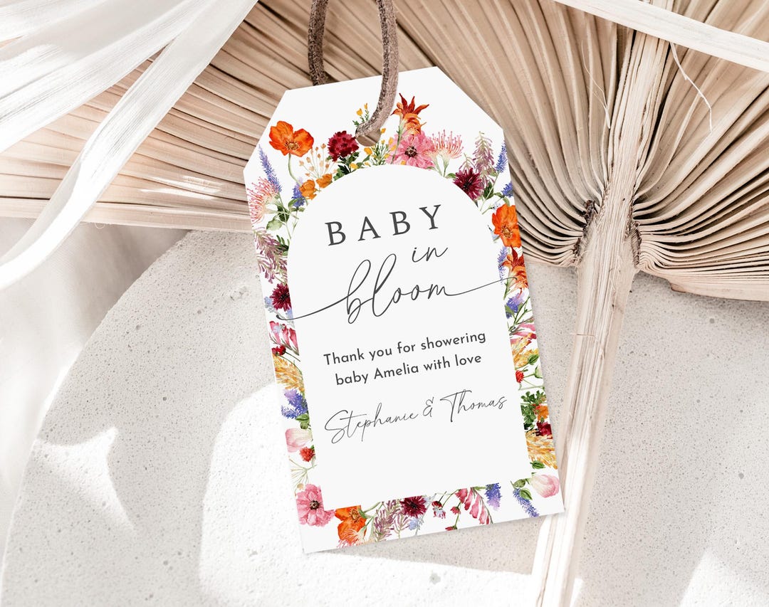 Baby in Bloom Thank You Favor Tag Template Wildflower Baby Shower Gift ...