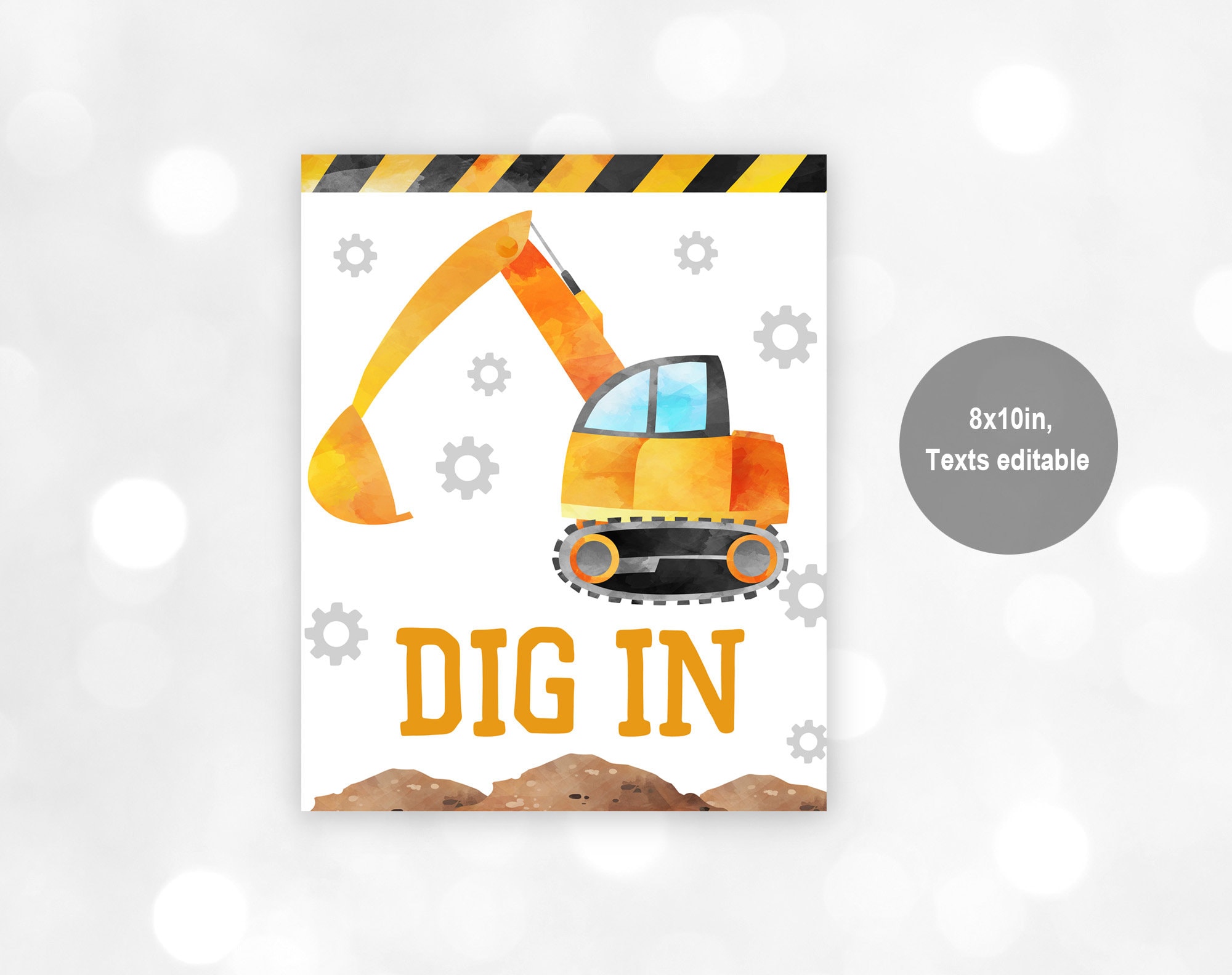 Construction Dig in Sign/ Baby Shower Food Sign 8x10in/ | Etsy