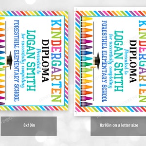 Kindergarten Certificate Graduation Diploma School Sign Printable ...