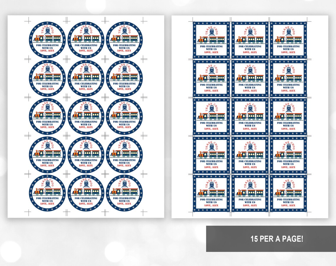 Train Birthday Sticker Train Tag Train Label Circle Square - Etsy