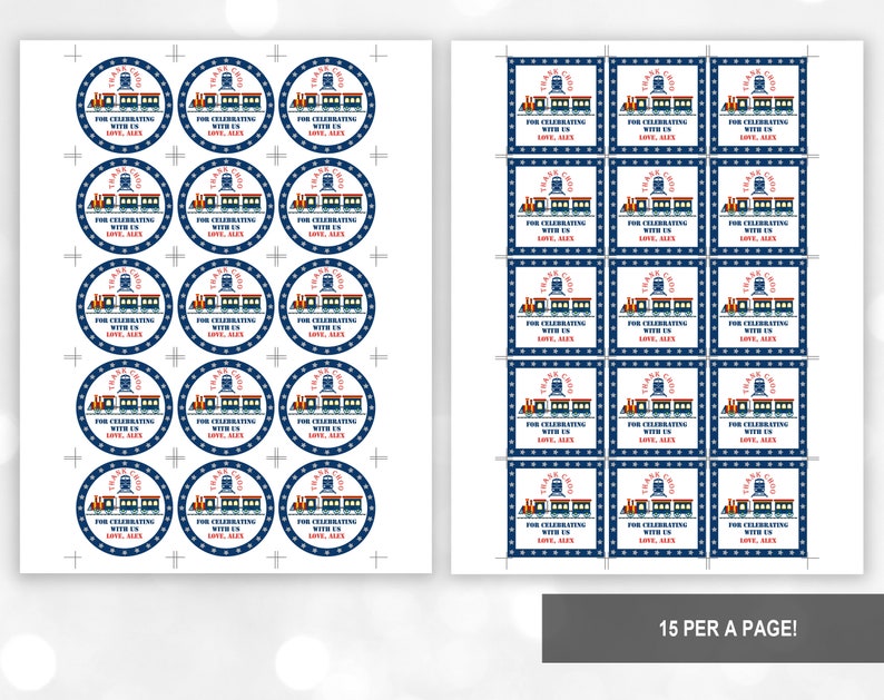 Train Birthday Sticker Train Tag Train Label Circle Square - Etsy