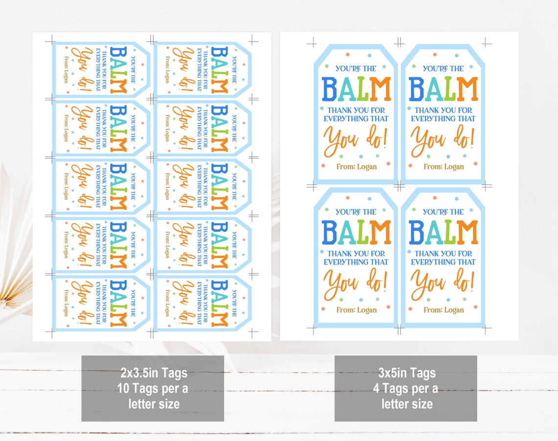 Teacher Appreciation Lip Balm Tags - Editable Printable Gift Labels Est ...