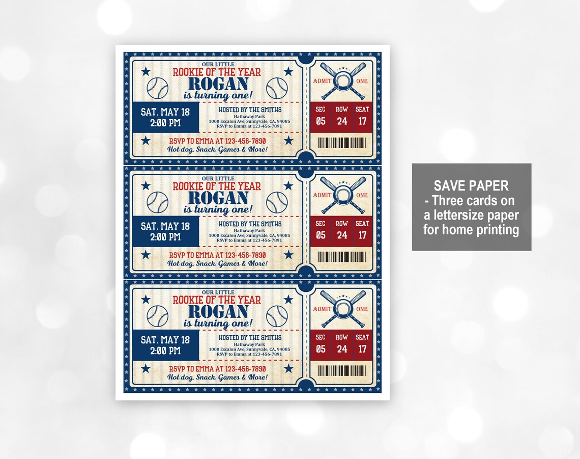 Baseball Birthday Invitation Baseball Party Ticket Invite All - Etsy