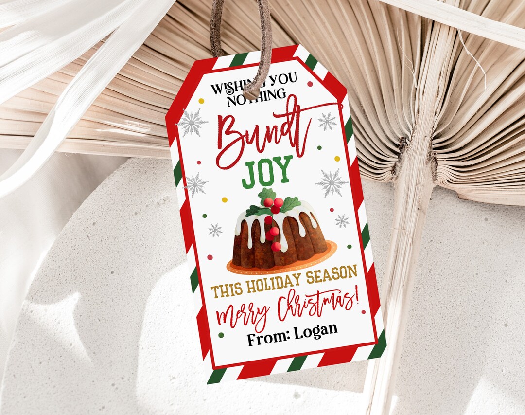 Holiday Gift Tag: Christmas Bundt Cake - Editable Printable Labels ...