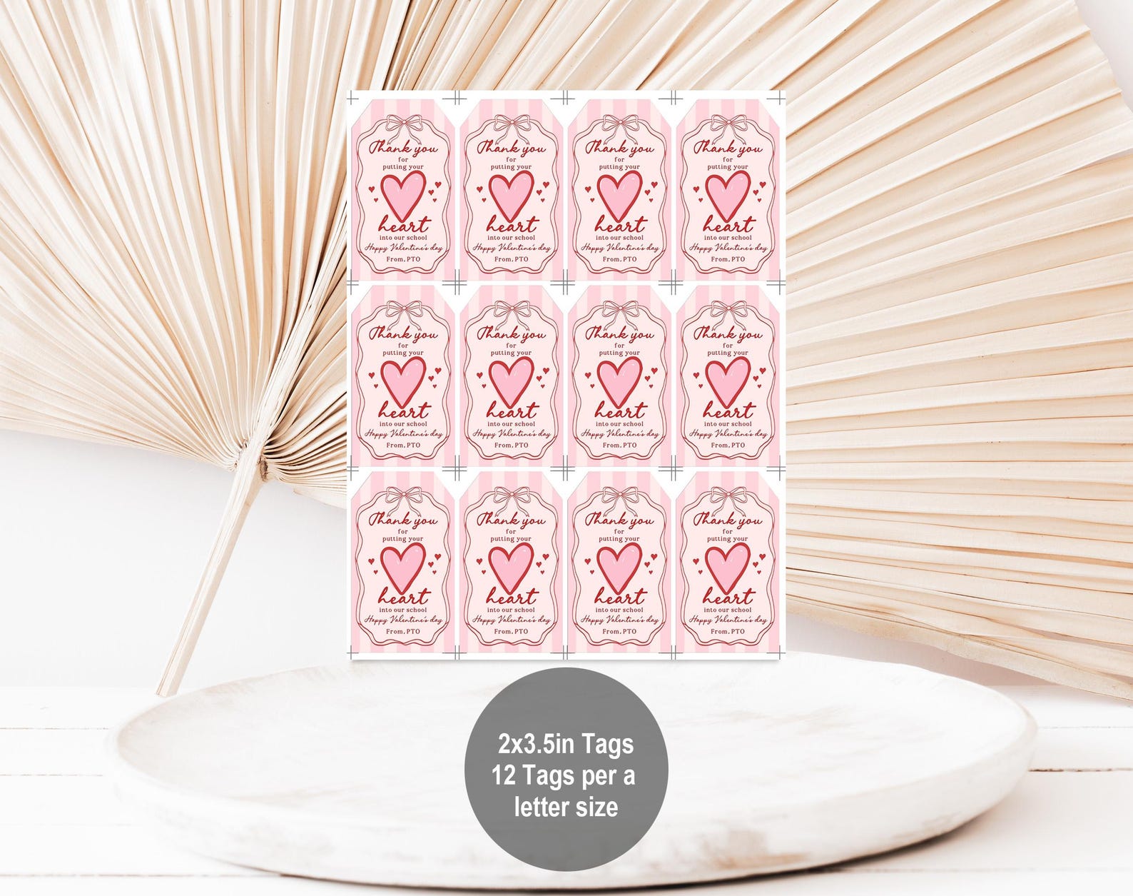 Valentine Teacher Gift Tags, Editable School Staff (printable DIY ...