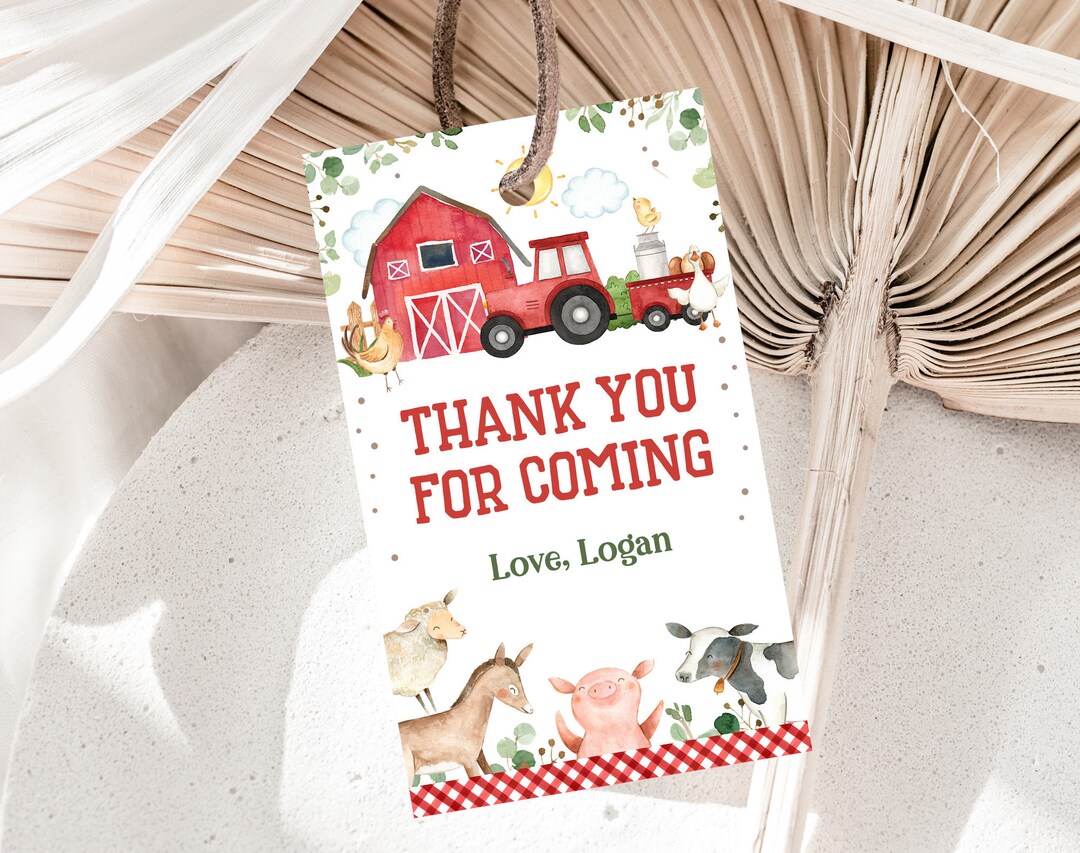 Farm Birthday Favor Tags Farm Thank You Tags Farm Animals Party ...