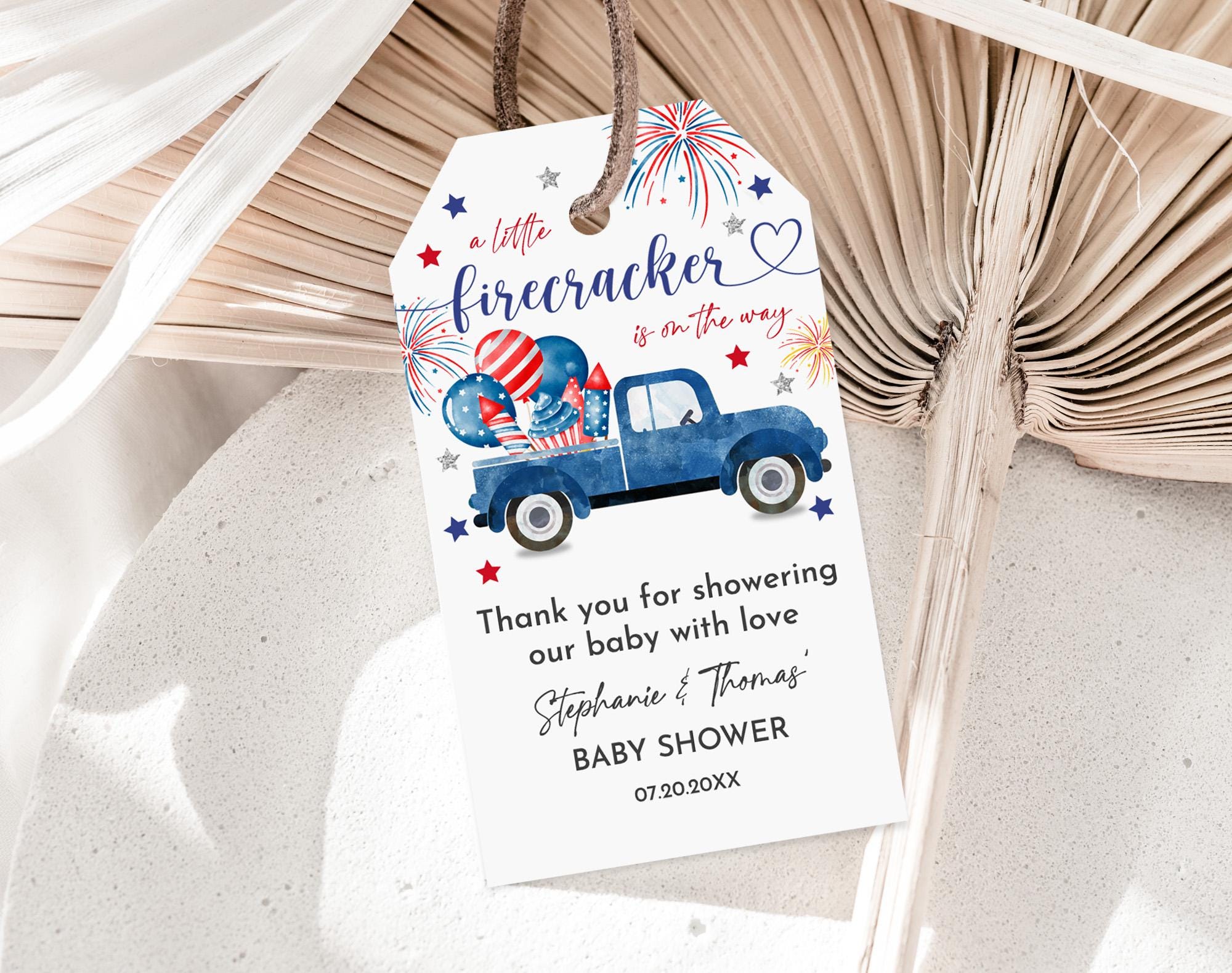Baby Shower Favor Tags: Firecracker Theme - Editable 4th of July Style ...