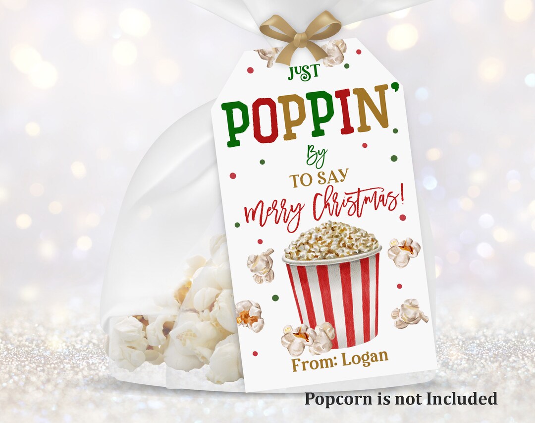 POPPIN Tag Merry Christmas Tag Popcorn Gift Tag Kids Classroom Gift Tag ...