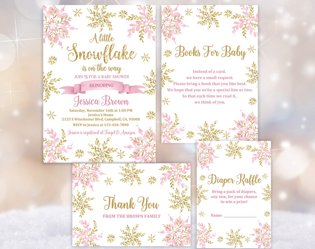 Snowflake Baby Shower Invitation Set A Little Snowflake is on the Way ...