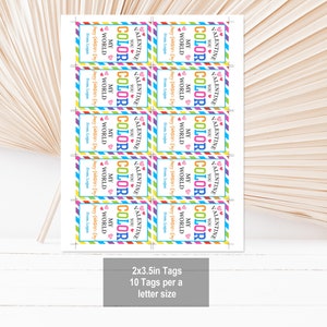 Rainbow Valentine's Day Gift Tag Template You Color My World Valentine ...