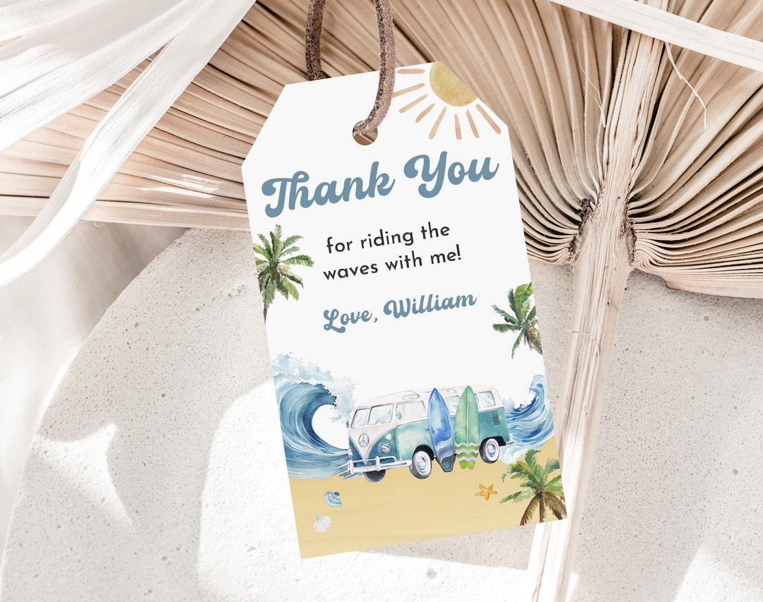 Editable the Big ONE Birthday Tag Surf Birthday Favor Tag Boy Beach ...