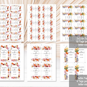 Editable Mother's Day Gift Tags 3 Styles Mothers Day Spring Floral Mom ...