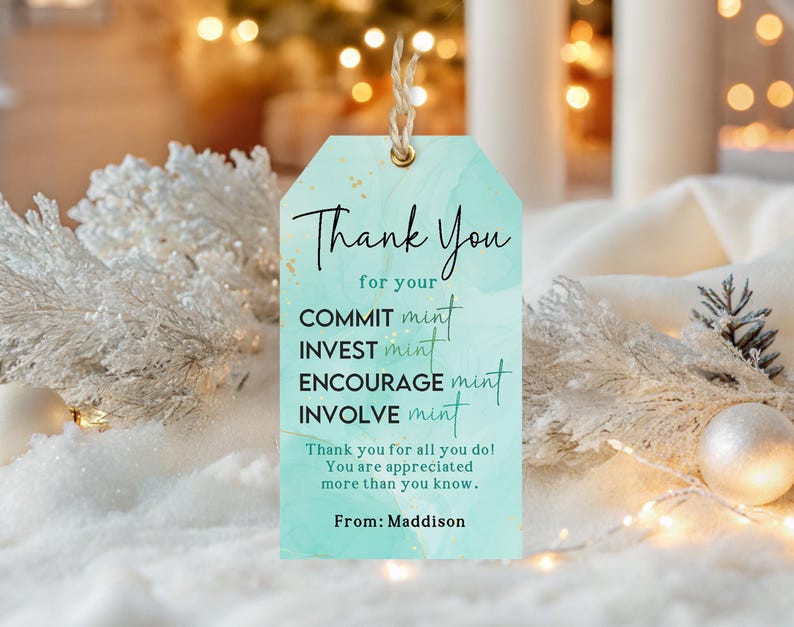 Thank You Mint Tags: Printable Teacher & Volunteer Labels (editable PDF ...