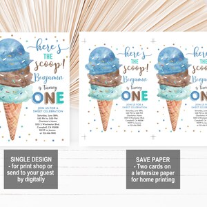 Ice Cream 1st Birthday Invitation First Birthday Party Here's the Scoop ...