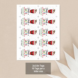 Christmas Gift Tags Editable Thanks a Latte for All You Do Tag ...