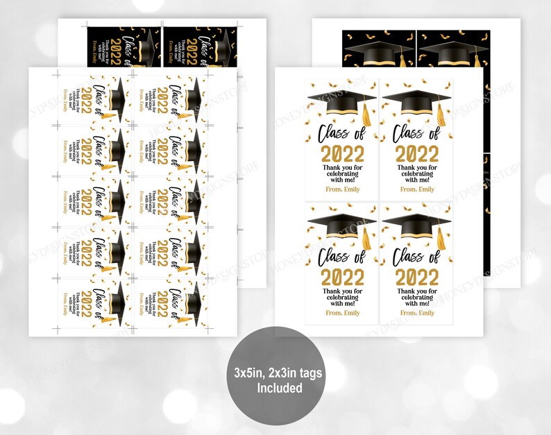 Graduate Thank You Tag Graduation Cap Tag Gift Party Favor Tag - Etsy