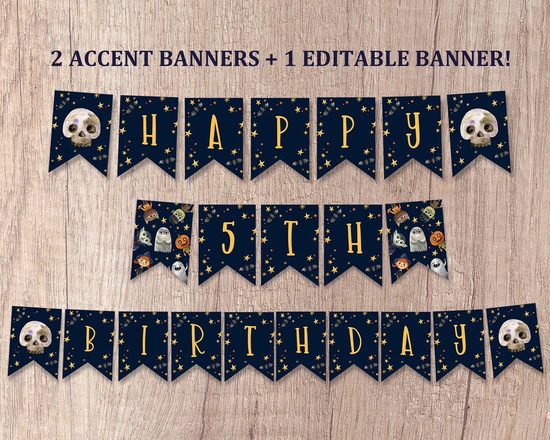 Halloween Bunting Banner: Editable Birthday and Baby Shower (printable ...