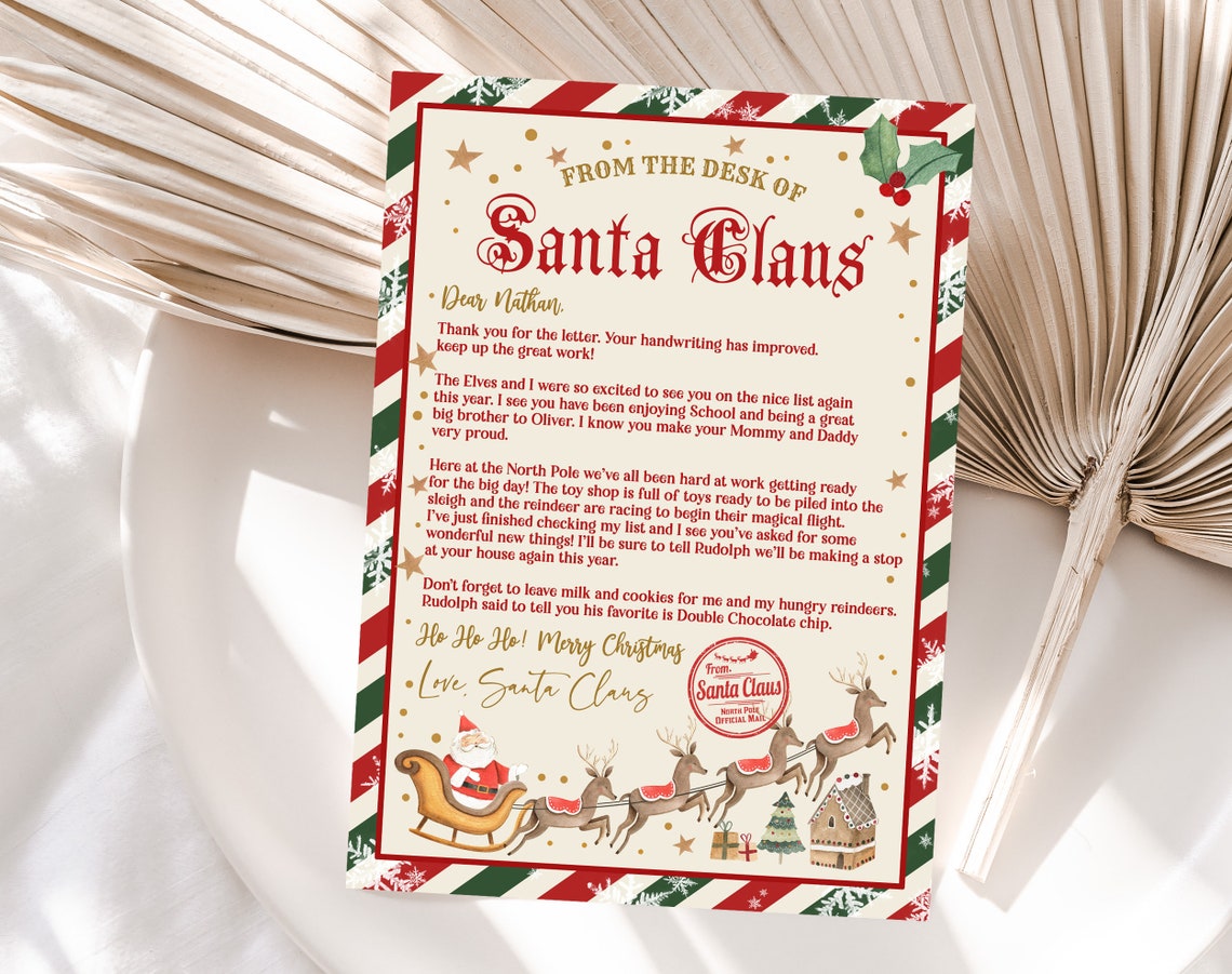 Letter From Santa Christmas Santa Letter Official Greeting - Etsy