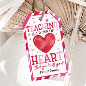 Teacher Gift Tags: Heart Thank You Design - Digital Printable Est ...