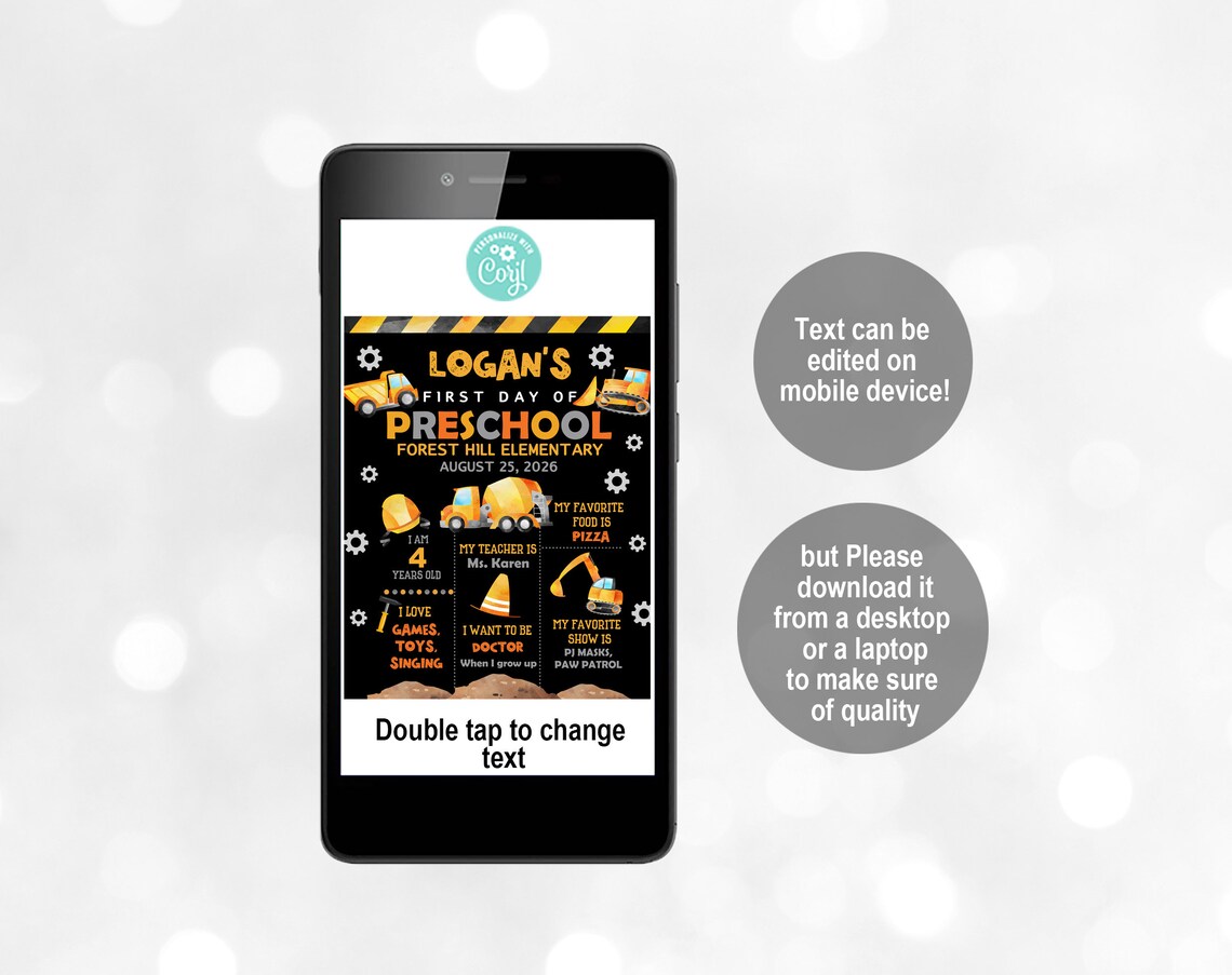 Construction Back to School Sign Preschool Chalkboard - Etsy