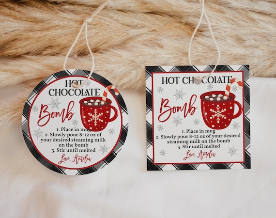 Christmas Hot Chocolate Bomb Tags Winter Hot Cocoa Bomb Labels - Etsy