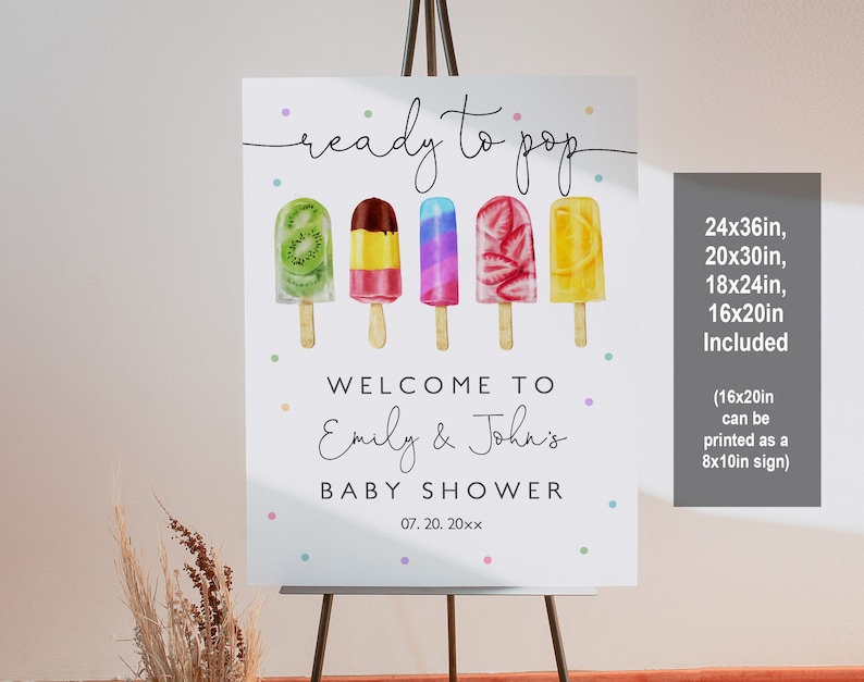 Summer Baby Shower Welcome Sign, Popsicle Ice Pop (editable Digital ...