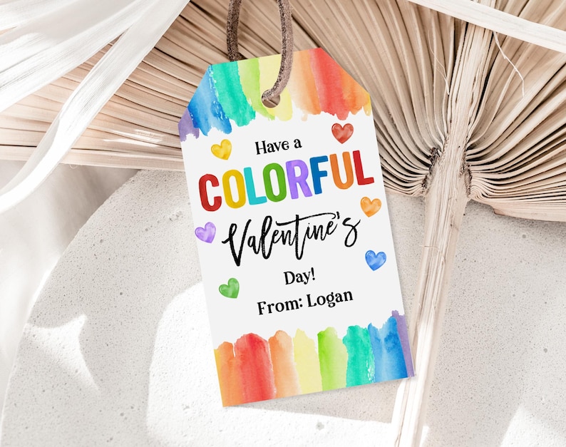 Valentine Gift Tags: Rainbow Crayon Design - Editable Printable ...