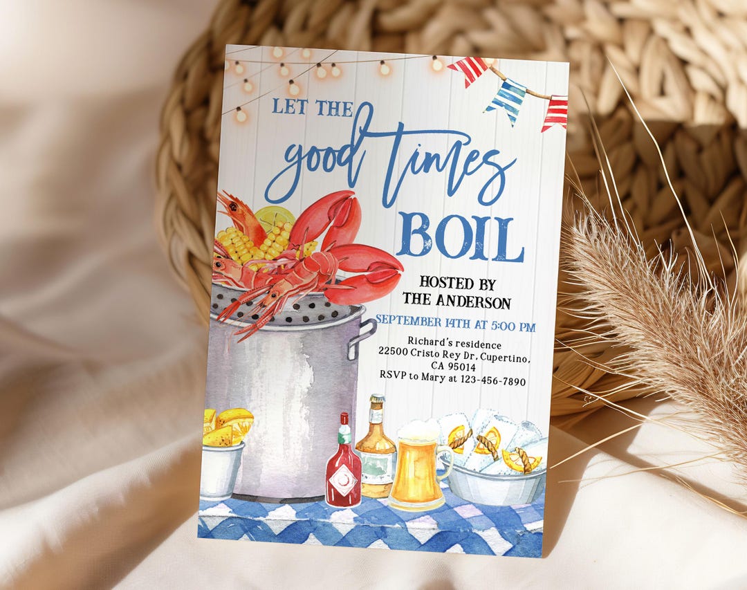 Low Country Boil Invitation, Shrimp Boil Birthday Invitations, Seafood ...